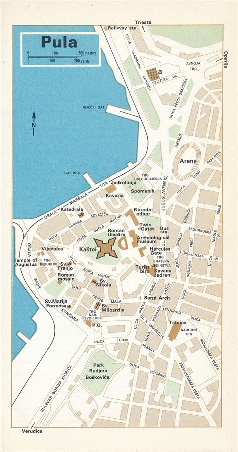 1969 Pula Croatia Vintage Map Etsy