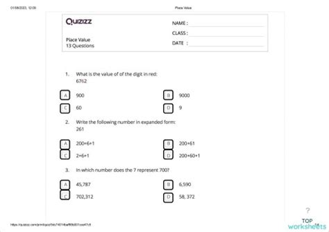 Place Value Assessment Interactive Worksheet Topworksheets
