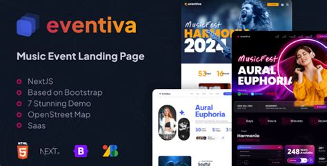 eventiva nextjs music and bands events landing page template by themeperch