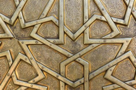 Brass Doors Adorned With Moroccan Patterns Metal Filigree And
