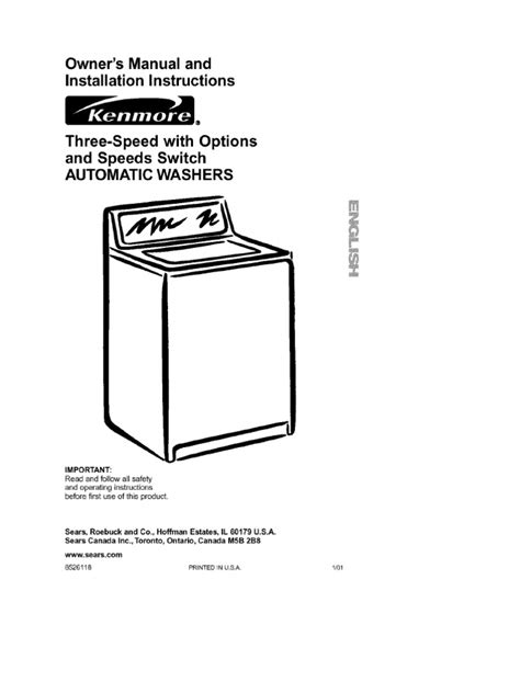 Kenmore Washing Machine Model 110 22842100 Pdf Washing Machine Ac