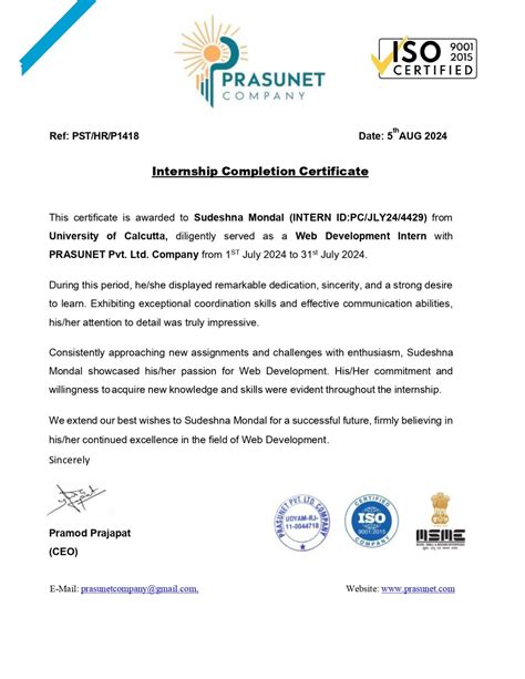 Prasunet Prasunet Internship Webdevelopment Professionalgrowth Sudeshna Mondal