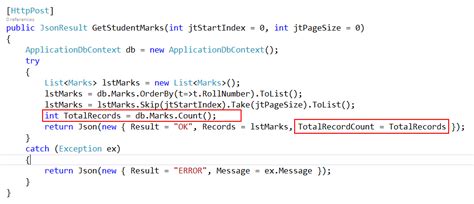 Paging And Sorting In Jtable Using Mvc