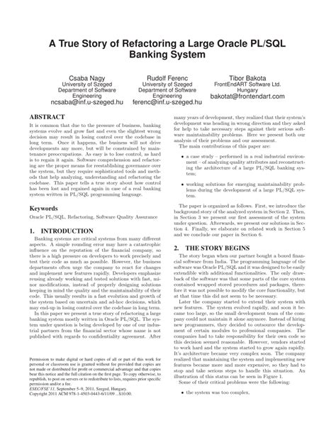 Pdf A True Story Of Refactoring A Large Oracle Plsql Banking System