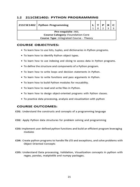 211cse1401 Python Programming Pdf Class Computer Programming Parameter Computer