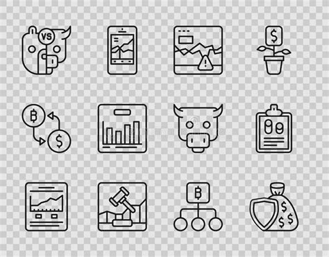 Set Line Website With Growth Graph Failure Stocks Market Online