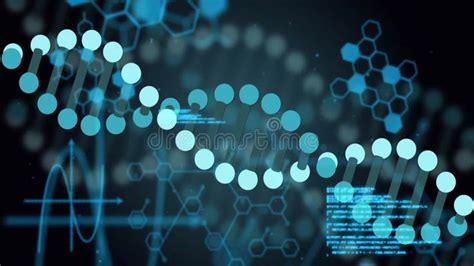 Processing Scientific Data Dna Strand And Hexagonal Shapes In