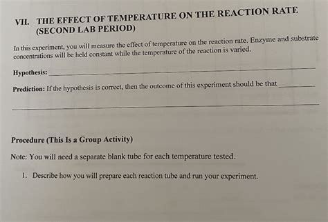 VII THE EFFECT OF TEMPERATURE ON THE REACTION RATE Chegg Com