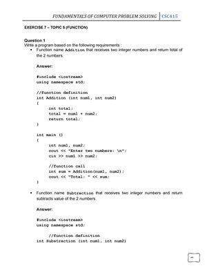 LAB Exercise Array CSC NORMAZIAH FSKM LAB EXERCISE ARRAY Question 1