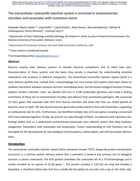 Pdf The Extracellular Contractile Injection System Is Enriched In