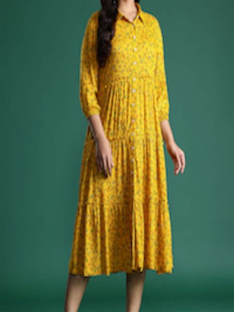 Buy Dressberry Curve Plus Size Floral Print Puff Sleeve Tiered Midi Dress Dresses For Women