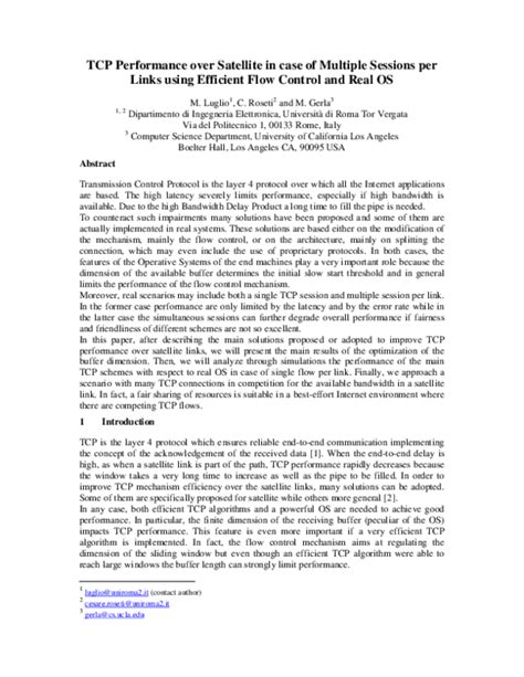 Tcp Performance Over Satellite In Case Of Multiple Sessions Per Links