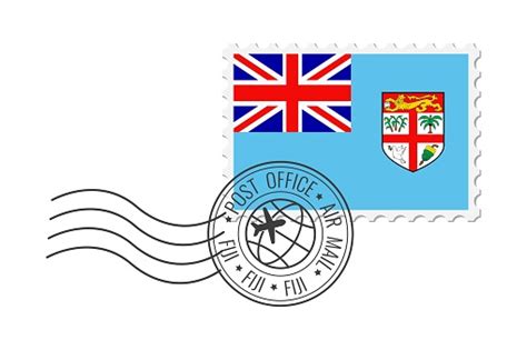 피지 우표 흰색 배경에 분리된 피지 국기가 있는 엽서 벡터 그림 고무도장에 대한 스톡 벡터 아트 및 기타 이미지 고무도장 국기 기 Istock