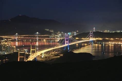 A Tsing Ma Bridge In Hong Kong At Night 4 Aug 2013 Stock Image Image Of Evening Lantau 270990423