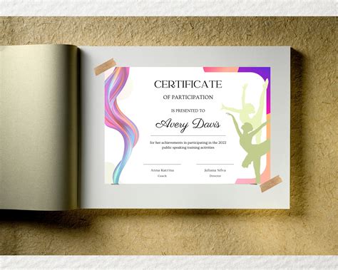 Dance Certificate Award Template Personalise Instant Download High