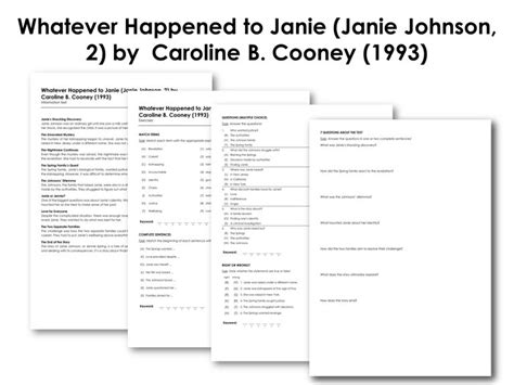 Whatever Happened To Janie Janie Johnson 2 By Caroline B Cooney 1993 Made By Teachers
