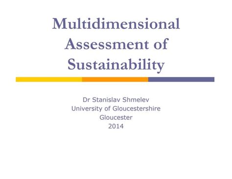 Multidimensional Assessment Of Sustainability Shmelev 2014 Pdf