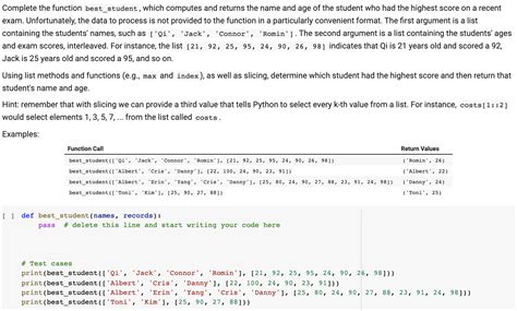 Solved Complete The Function Best Student Which Computes Chegg