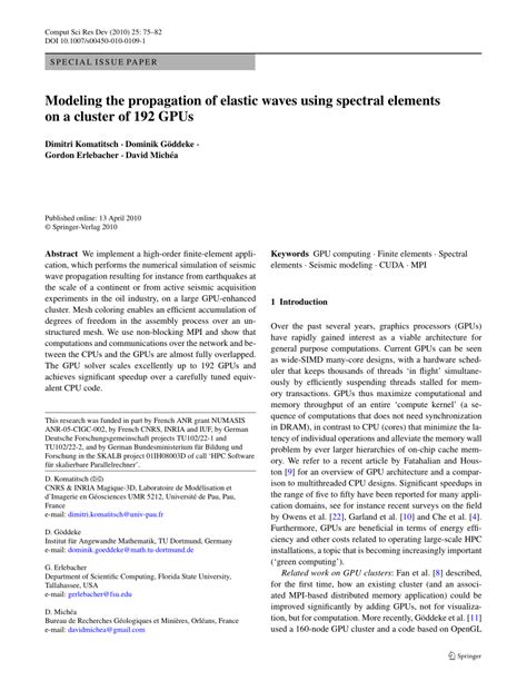 Pdf Modeling The Propagation Of Elastic Waves Using Spectral Elements