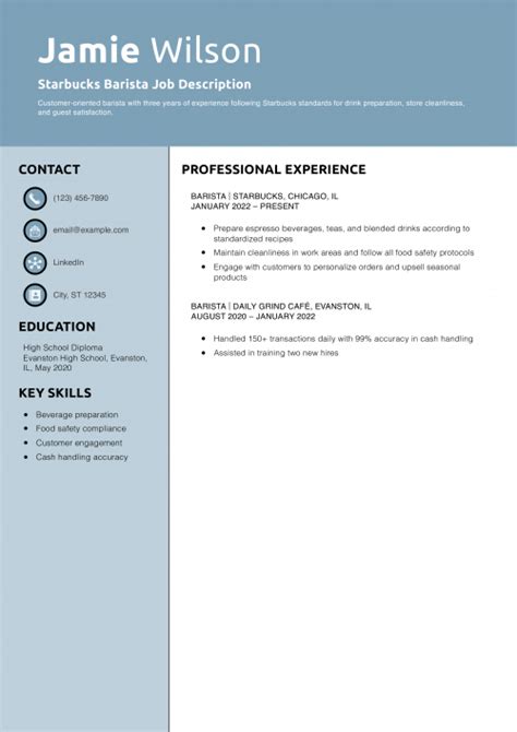 20 Best Starbucks Resume Examples And Templates For 2025