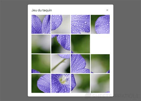 Taquin Google Sheets JavaScript