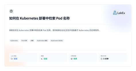 如何在 Kubernetes 部署中检索 Pod 名称 Labex 如何在 Kubernetes 部署中检索 Pod 名称 Labex