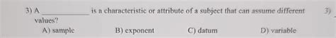 Solved A ﻿is A Characteristic Or Attribute Of A Subject That