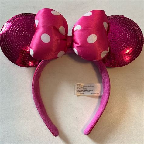 Disney Accessories Authentic Disney Minnie Mouse Ears Pink Sequin