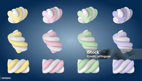 달콤한 맛 있는 귀여운 색 제 퍼 마쉬 멜 로우 파스텔 소프트 노랑 장미 초 N 자주색 색상 맛 있는 부드러운 과자 현대 벡터 고안 마시멜로에 대한 스톡 벡터 아트 및 기타