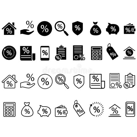 Interest Icon Vector Set Percent Illustration Sign Collection Credit