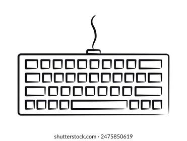 Sketch Keyboard Buttons Wire Pencil Drawn Computer Stock Vector Royalty Free 2475850619