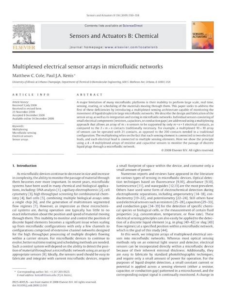 pdf multiplexed electrical sensor arrays in microfluidic networks
