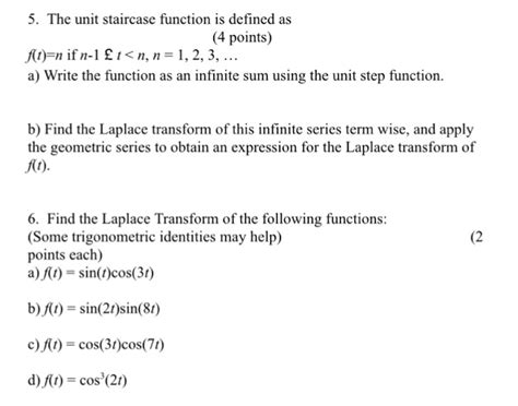 Solved The Unit Staircase Function Is Defined As Chegg