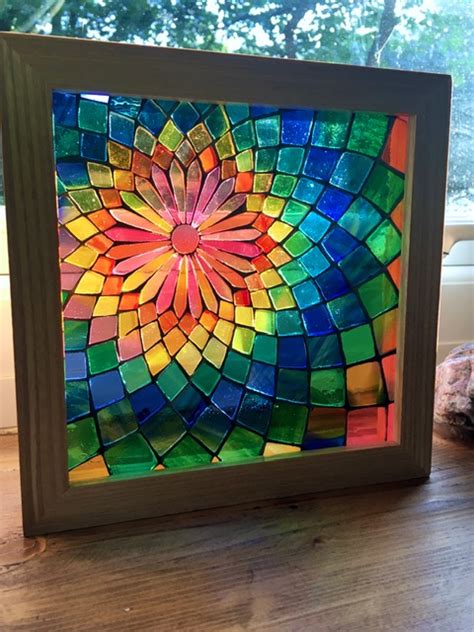 Wood Framed Stained Glass Mosaic Siobhan Allen