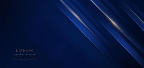 Abstract Elegant Dark Blue Background With Golden Line And Lighting