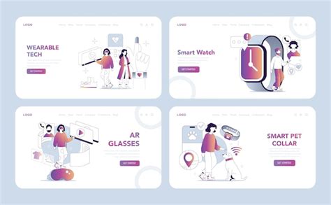 Premium Vector Wearable Technology Web Or Landing Page Set A Showcase Of Wearable Tech From