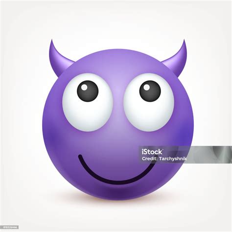 Smiley Emoticon Violet Gezicht Met Emoties Gelaatsuitdrukking 3drealistische Emoji Boos