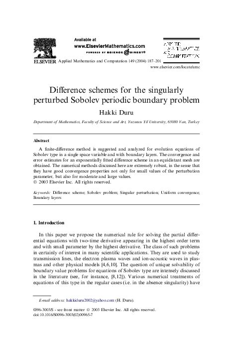Pdf Difference Schemes For The Singularly Perturbed Sobolev Periodic Boundary Problem