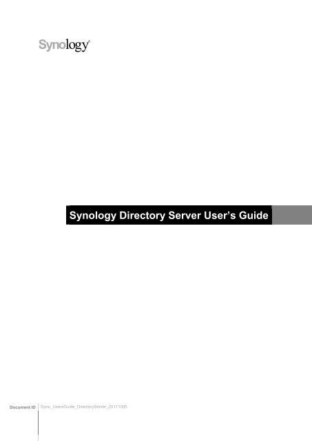 Synology Directory Server Users Guide Synology Inc
