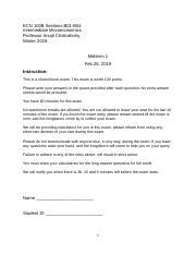 ECN B Section B MT Docx ECN B Sections B B Intermediate Microeconomics Professor