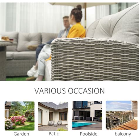 Outsunny 5 Piece Outdoor Pe Rattan L Shape Sofa