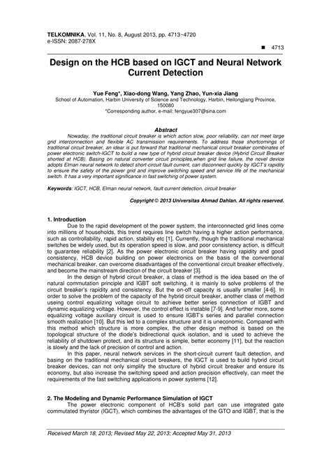 Pdf Design On The Hcb Based On Igct And Neural Network Current Detection