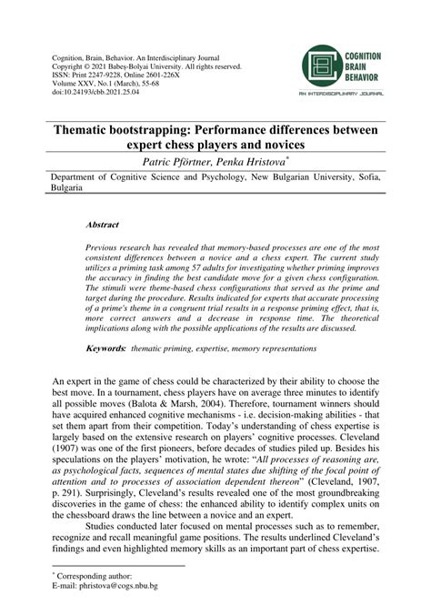 Pdf Thematic Bootstrapping Performance Differences Between Expert