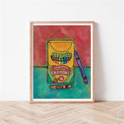Crayon Box Pop Art Print Colorful Whimsical Wall Decor Etsy