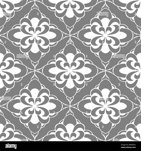 Seamless Tile Pattern Of Abstract Geometric White Elements On A Gray