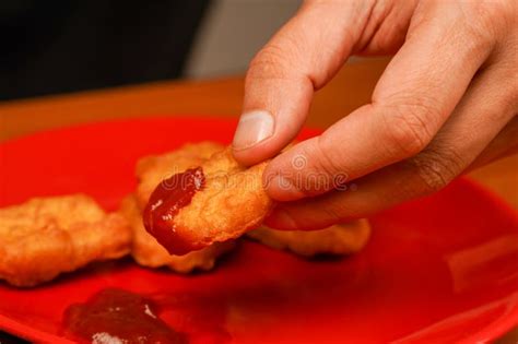 Man Eating Chicken Nuggets Unhealthy Lifestyle Fast Food Junk Food