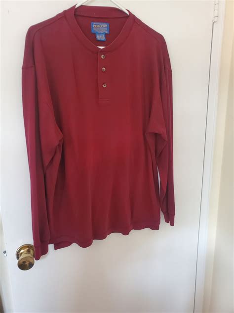 Pendleton Mens Medium Burgundy Red Long Sleeve Cotton… Gem