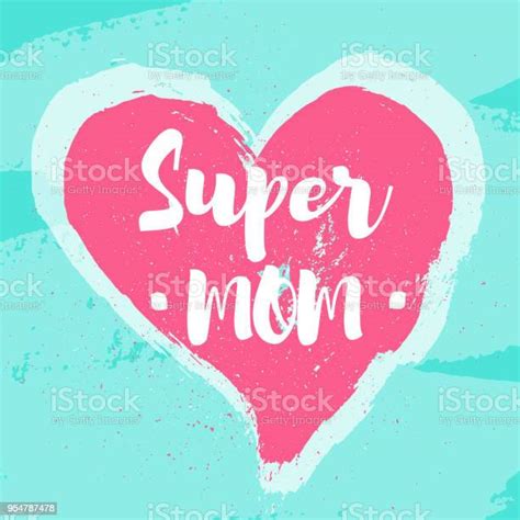 벡터 일러스트입니다 엄마 손 그리기 마음과 Splodge 페인트의 하루 슈퍼 엄마 인기 포스터입니다 엄마에 대 한 디자인 서식 파일 인사말 카드 계절에 대한 스톡 벡터 아트