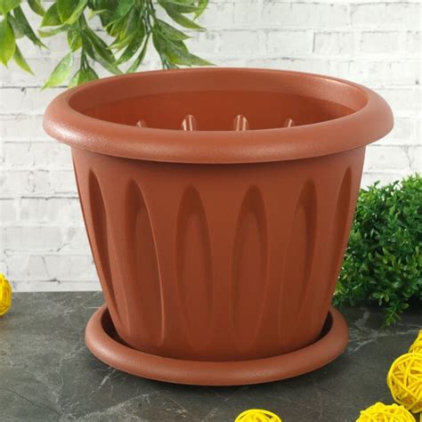 Горшок цветочный Martika с поддоном Фелиция 1 8 л цвет терракотовый 1159879 купить с