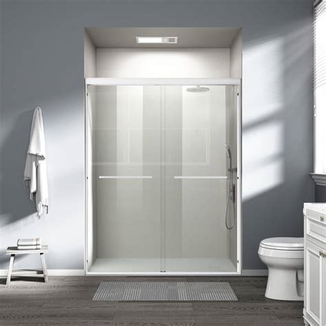 Lycvki 56 60 In W X 72 In H Double Sliding Semi Frameless Shower Door